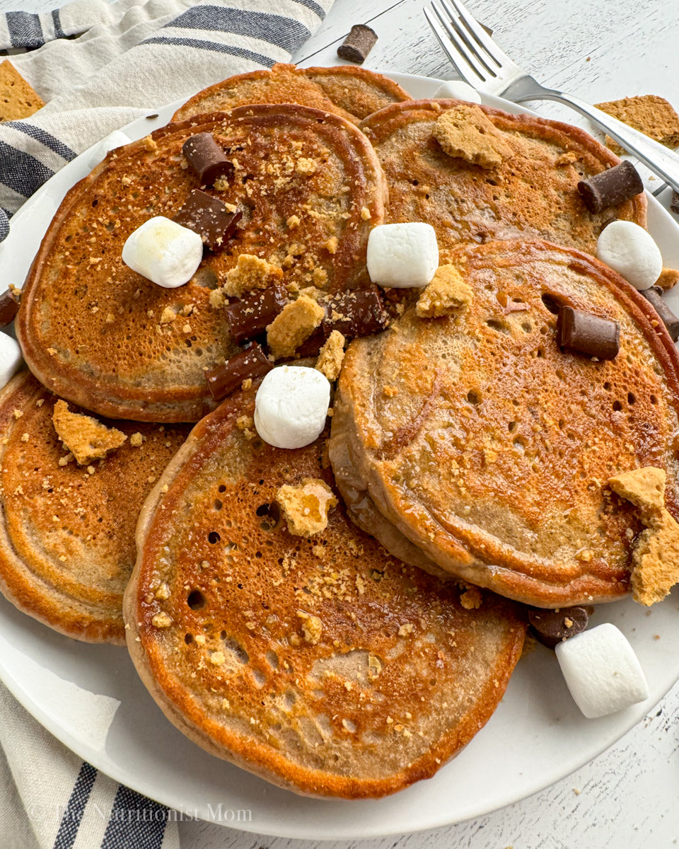 S'MORES PROTEIN PANCAKES (DAIRY FREE) - Nutritionist Mom